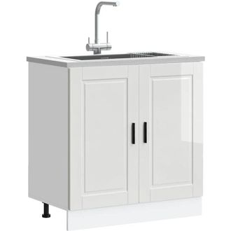 vidaXL Sp&uuml;lenunterschrank Porto Hochglanz-Wei&szlig; 80x46x81,5 cm Vidaxl