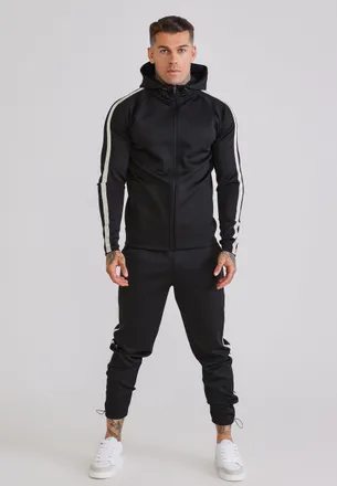 Siksilk Herren Schwarzer Kapuzenpullover und Jogginghose Set XXL