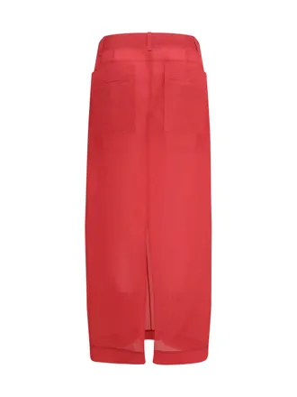 Khaite Womens Midi Skirt Lucian Raspberry Silk