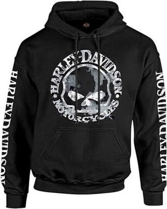 Harley-Davidson Harley-Davidson Mens Lightning Crest Pullover Hooded Sweatshirt, Black