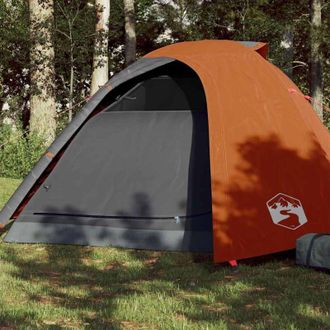vidaXL Campingzelt 4 Personen Grau & Orange 267x272x145 cm 185T Taft vidaXL313406