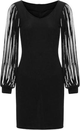 Generic Mini robe à paillettes dorées pour femme, robe courte décontractée à col en V, robe de bal tendance, robe moulante étincelante pour fête rave