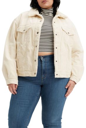 Levi's Womens Plus Size 90s Sherpa Trucker Jacket, Almond Milk, 3 X