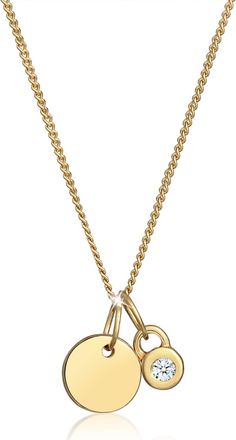 DIAMORE Elli DIAMONDS Halskette Damen Kreis Geo Solitär mit Diamant (0.03 ct.) in 585 Gelbgold