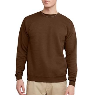 Hanes Herren EcoSmart Fleece Pullover Crewneck 1er Oder 2er Pack Sweatshirt, Armee-Braun, 1 Stück, Medium