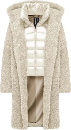 Bomboogie Femme, Manteaux, Blanc, Taille: 40 FR Long Manteau en Fausse Fourrure de Mouton