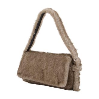 Alexander Wang Womens Ricco Slim Flap Shoulder Bag - Alexander Wang Leather Grey Cowhide Shoulder-Hobo-Bags