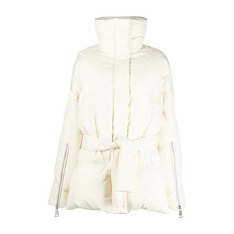 Khrisjoy Femme, Vestes, Blanc, Taille: 36 FR Ivory White Puff Veste Doudoune Ceintur&eacute;e