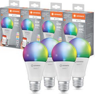 Ledvance Ledvance SMART+ MATTER LED-Lampe, kompatibel mit Google, Alexa, Apple, weiße Frost-Optik, 9W, 806lm, E27, Farblicht und Weißlicht, App- oder Sprachste