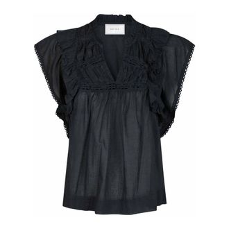 Neo Noir Marinebluse aus Voile mit R&uuml;schen - - Blouses & Shirts - Damen - Blau - M
