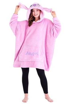 Disney Stitch Kapuzenpullover Damen Oversize Hoodie Decke mit Ärmeln Sherpa Weiche Warme und Komfortable Geschenke für Frauen Teenager (Rosa Angel)