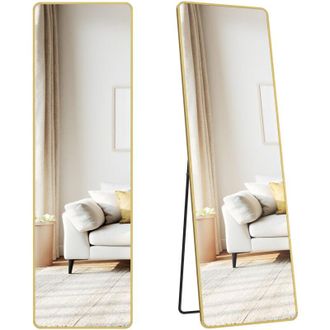 Songmics Miroir Int&eacute;gral, 150 x 40 cm, Miroir Rectangulaire sur Pied, &agrave; Poser au Sol, Cadre en Alliage dAluminium, Verre Tremp&eacute;, pour Chambre, Salon