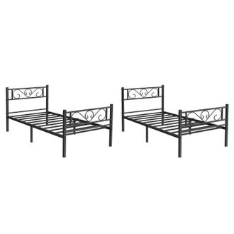 Vasagle Vasagle - Lot de 2, Lit 90 x 190 cm, Cadres de Lit en M&eacute;tal, pour Adultes, Enfants, Pas Besoin de Sommier, pour Petits Espaces, Noir