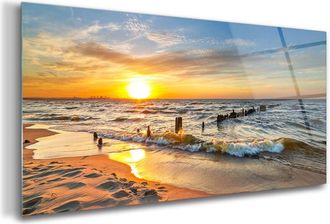 Tulup Tulup - Tableau sur verre - 100 x 50 cm - Tableau mural décoratif - Verre Décorative - Plage