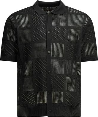 Beams Plus Polo en maille ajour&eacute;e patchwork - Homme - Chemises - Noir - Taille: M