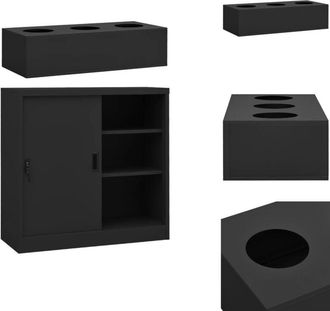 vidaXL Schrank mit Schiebetüren & Pflanzkasten Anthrazit Stahl - Schiebetürschränke - Garderobenmöbel - Aufbewahrungsregale - Metallregal - Anthrazit