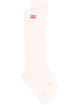 Kenzo chaussettes &agrave; patch logo - Tons neutres
