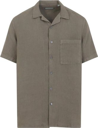 Canali Homme, Chemises, Brun, Taille: S Chemise en lin coupe carr&eacute;e teinte en pi&egrave;ce