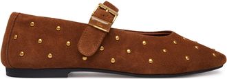 Tommy Hilfiger Ballerinas Tommy Hilfiger Th Buckle Suede Stud Ballerina FW0FW09666 Braun
