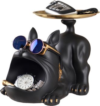 Generic Schl&uuml;sselschale | Bulldogge dekorative Sch&uuml;ssel f&uuml;r Schl&uuml;ssel | lustige und sch&ouml;ne Figur aus Harz, Aufbewahrungsbox f&uuml;r K&uuml;che, Eingangsbereich oder Wo
