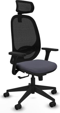 Piqueras y Crespo B&uuml;roarbeitsstuhl mit 3D-Armen, h&ouml;henverstellbare Lendenwirbelst&uuml;tze und h&ouml;henverstellbares Kopfteil und Neigungsverstellung, Schwarz/Dunkelgrau