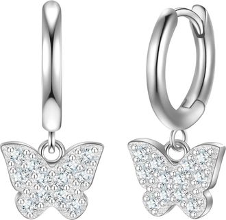 Glanzst&uuml;cke M&uuml;nchen Ohrringe - Sterling Silber Creolen Zirkonia Schmetterling - Gr. unisize - in Silber - f&uuml;r Damen