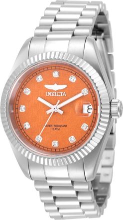 Invicta Specialty 51038 Damenuhr - Quarzwerk - Edelstahl mit orangefarbenem Zifferblatt - 36 mm