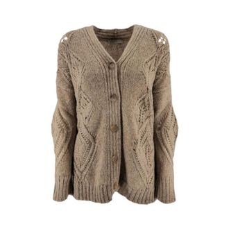 D.exterior Braune Strickjacke mit &Ouml;ffnungen - - Knitwear - Damen - Braun - S