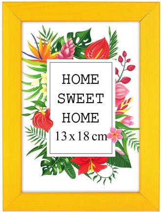 MG Design Gelb Bilderrahmen 13 x 18 cm - Aus echtem Holz mit Acrylglas, zum Aufhängen & Aufstellen, für Fotos, Poster & Puzzle