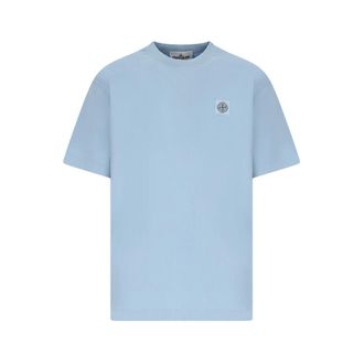 Stone Island Homme, Tops, Bleu, Taille: M T-shirt en jersey de coton peign&eacute;