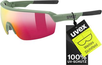 Uvex sportstyle 227 - Sportbrille f&uuml;r Damen und Herren - 100% UVA-, B, C Schutz - verspiegelt - olive matt/mirror red - one size