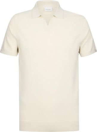 Profuomo Strick-Poloshirt mit Tencel und Variokragen in Reiskornstruktur in