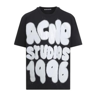 Acne Studios Homme, Tops, Noir, Taille: S T-shirt Logo - Coupe D&eacute;contract&eacute;e Unisexe