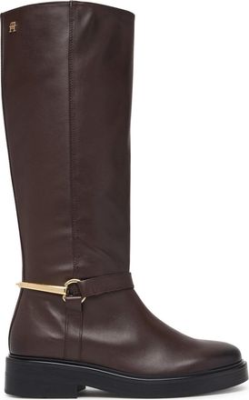 Tommy Hilfiger Klassische Stiefel Tommy Hilfiger Th Stud Leather Knee Riding Boot FW0FW09608 Braun