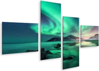 Islandburner Bild auf Leinwand Polarlicht Am Strand In Norwegen Bilder Wandbilder Poster