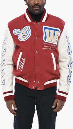 Off-white Bomberjacke ONTHEGO mit Leder&auml;rmeln und Frottee-Applikationen Off-White
