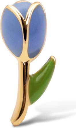 Singularu Einzelner Ohrring Tulpe. Sterlingsilber mit 18 kt Goldbeschichtung und Emaille. Schmuck für Damen
