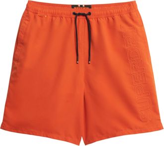 Superdry Herren 43 cm Lange Premium Badeshorts mit Stickerei Denim Co Rostorange XL