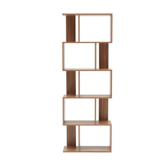 Mobili Rebecca Bügerregal Holzregal 5 Ablagen Braun Modern Holz Büro Wohnzimmer - 169 x 60 x 24 cm (H x B x T) - Art. RE6031
