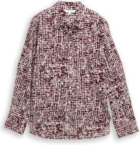 Tom Tailor Chemisier pour Femme, 38403 - Motif &agrave; Pois Abstrait Rouge fonc&eacute;, 44