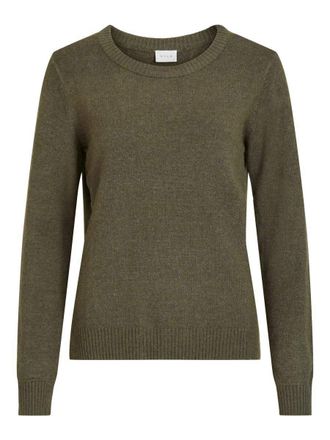 Vila Damen Strickpullover Rundhalsausschnitt O-Neck L/S Knit Top,Forest Night,XL
