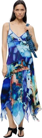 Desigual robe asym&eacute;trique imprim&eacute;e bleue