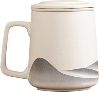 Generico Tasse &agrave; th&eacute; de 360 ml avec infuseur, tasse &agrave; th&eacute; en c&eacute;ramique mate, infusion &agrave; th&eacute; &eacute;maill&eacute;e noire peinte &agrave; la main, bouilloire &agrave; th&eacute; filtre vintage po