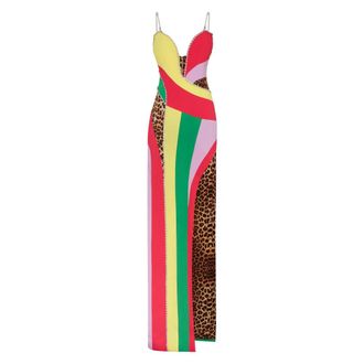 Philipp Plein Satin Long Dress Patchwork - - Dresses - Damen - Mehrfarbig - M