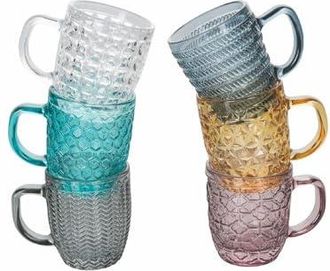 Villa D'Este Home Tivoli Set mit 6 Kaffeetassen, 90 ml, aus farbigem Glas, Geometrie