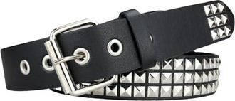 Generico Ceinture Noire Rock Pour Femmes - Ceinture R&eacute;glable En Cuir Pu, Accent De Boucle Gothique, Ceintures Noires De Mode Alternative | Accessoire De Mode &Eacute;