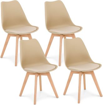 IDIMEX Esszimmerst&uuml;hle Abby 4er Set, Champagner - Essst&uuml;hle mit ergonomischer R&uuml;ckenlehne, K&uuml;chenst&uuml;hle aus robustem Polypropylen und pflegeleichtem Bezug, E