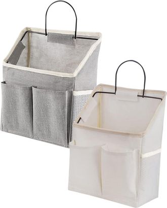 DOITOOL 2 Stück Teiliges Wand aufbewahrungsset Faltbar aus Stoff mit Mehreren Taschen für Schlafzimmer Bad Küche Büro Einfache Wand Türmontage Platzsparend un