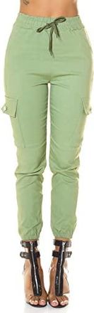 Koucla Pantalon cargo taille haute uni, kaki, Large - X-Large