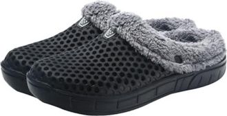 IFUNDOM YARNOW Pantoufles dhiver Chaudes Et Douillettes &agrave; Enfiler, Semelle Antid&eacute;rapante &Eacute;paisse, Coton Polaire Noir, Homme Et Femme, Usage Int&eacute;rieur, Taille 